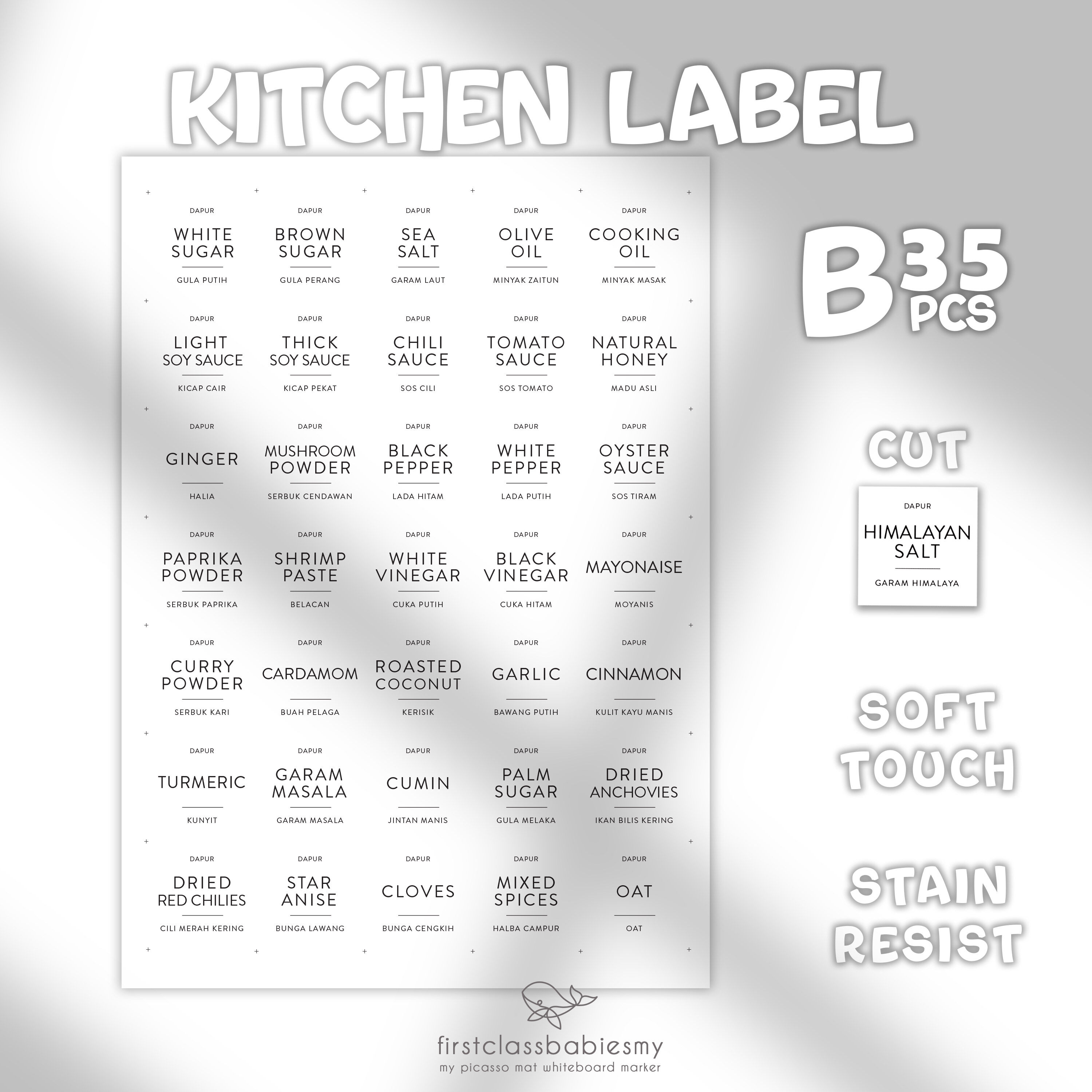 Kitchen Pantry Label Sticker With Soft Touch ( STAINPROOF & WATERPROOF ...