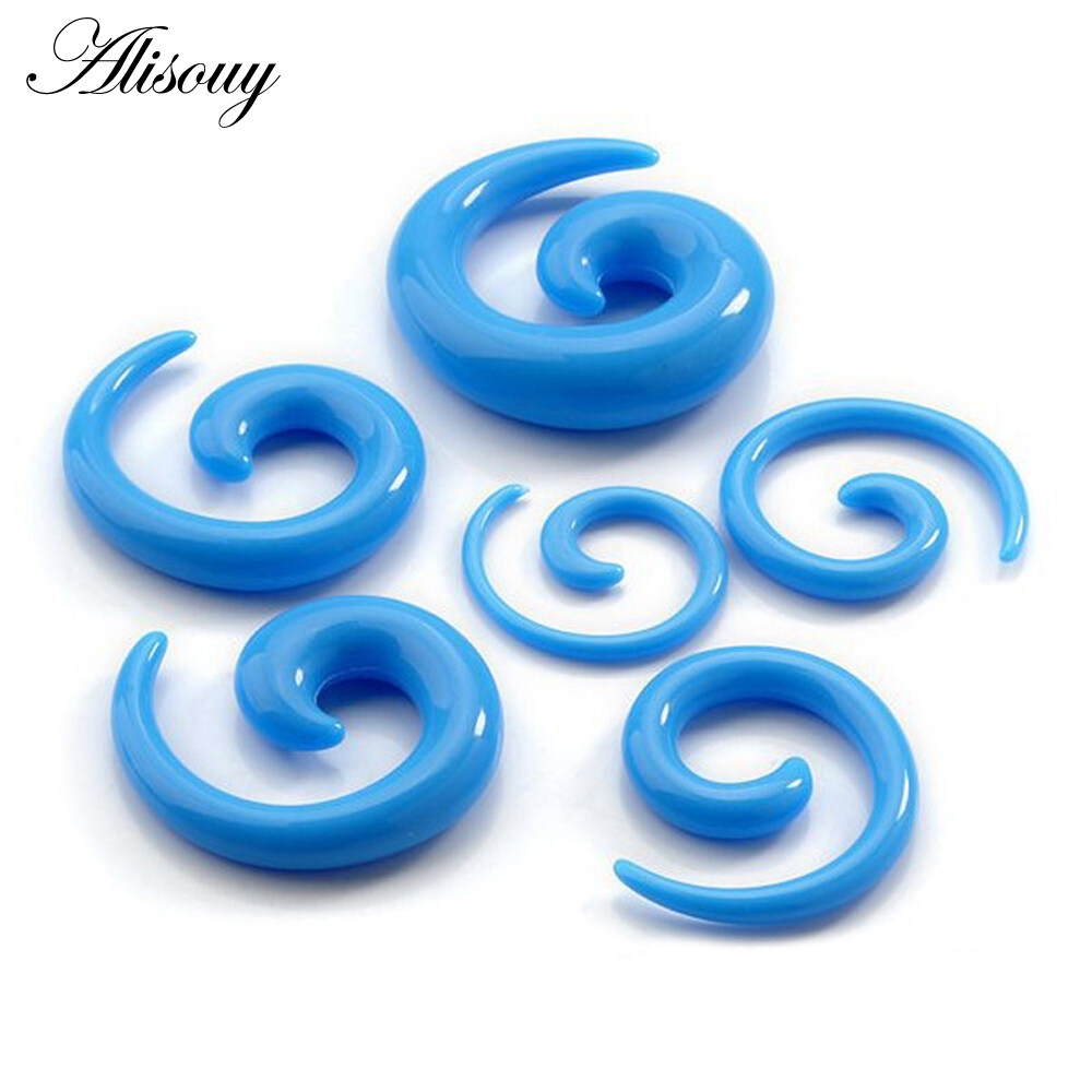 Alisouy 2pcs Acrylic Spiral Ear Gauges White Black White Ear Taper ...