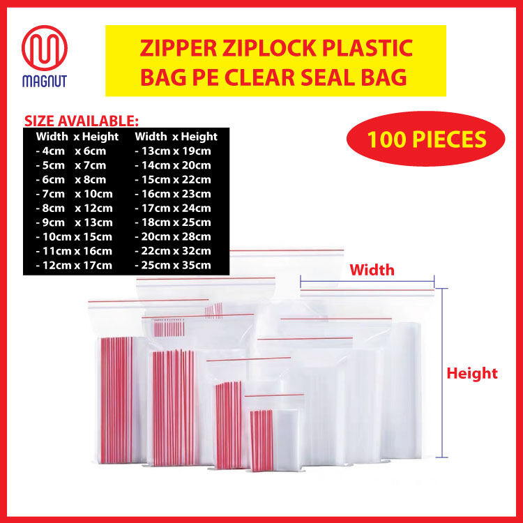 Ziplock bag(Red line 100 pcs) | Lazada