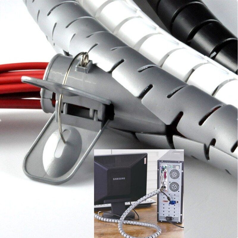 1M 3FT Cable Wire Wrap Organizer Spiral Tube Cable Winder Co - noiperss ...