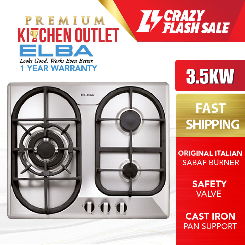 Elba 3.5kW+1.75kW+1.0kW 3 Sabaf Burner Safety Valve Built In Stainless ...