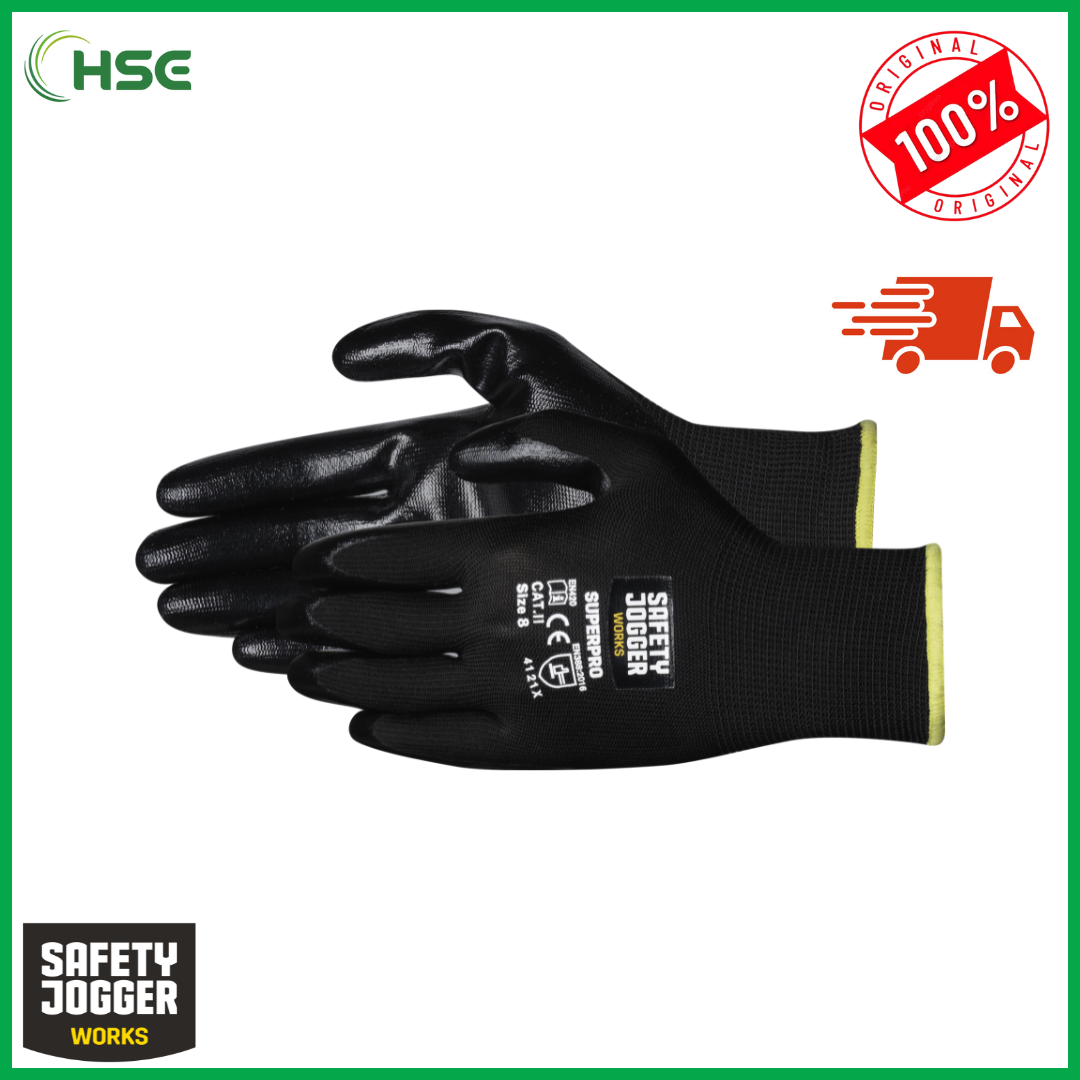 SAFETY JOGGER SuperPro 4121X PE Safety Glove Black Nitrile Coating ...