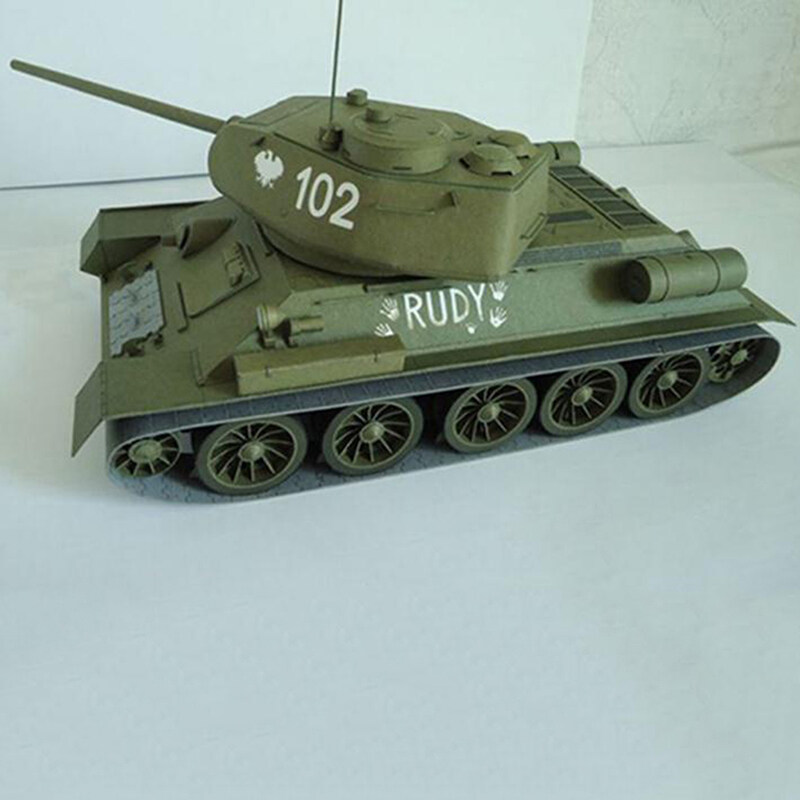 27*12cm Soviet Union T-34 Medium Tank DIY 3D Paper Card Model Toys ...