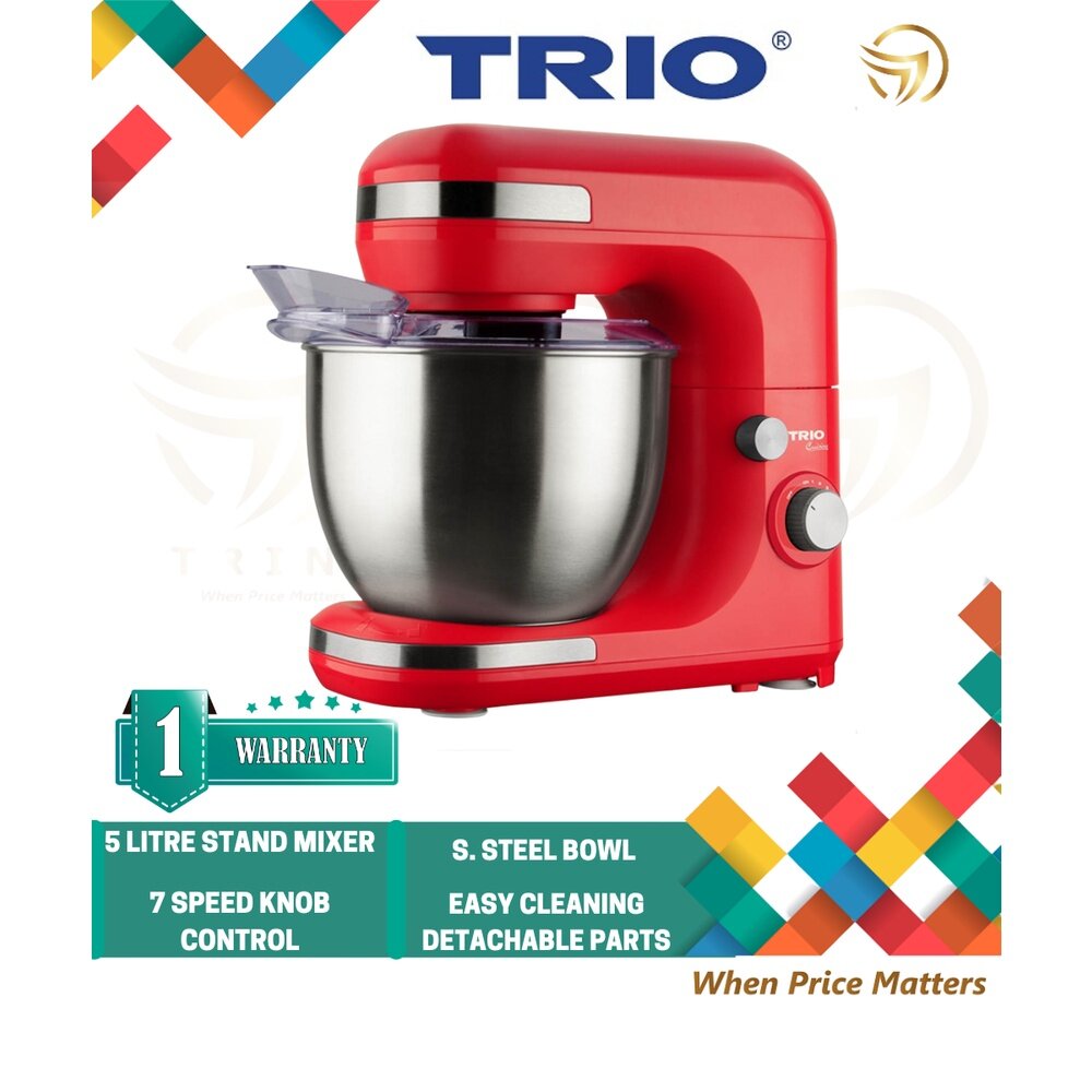 TRIO TPM-602 (RED) 600W 5.0L STAND MIXER TPM602 | Lazada