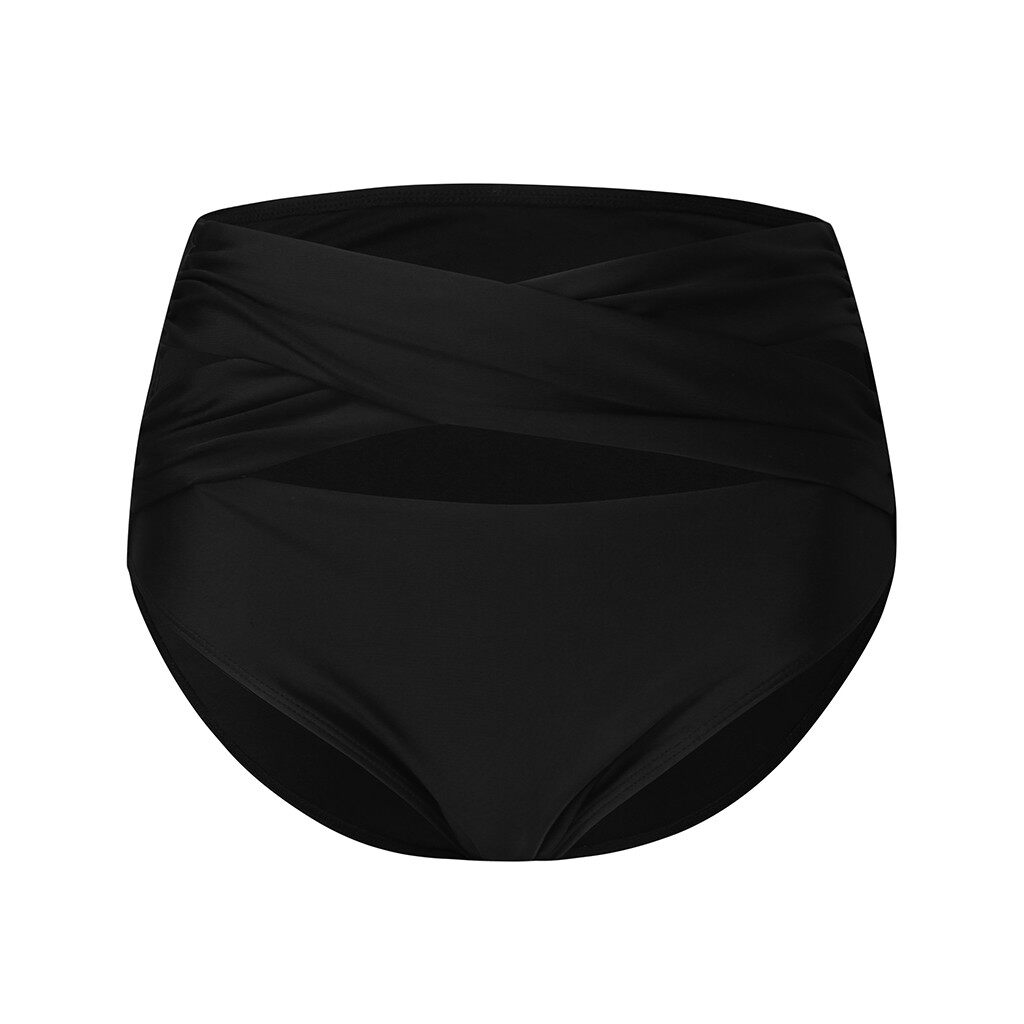 Korean style summer swimwearWomen High Waist Ruched Bikini Bottoms ...