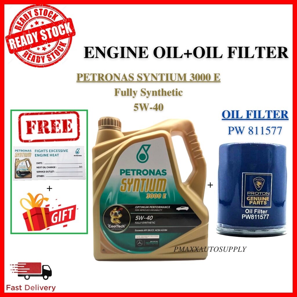 Petronas Syntium 3000 E 5W40 SN/CF Fully Synthetic Engine Oil 4L Oil ...
