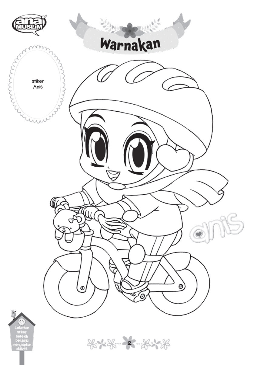 Gambar Ana Muslim Untuk Mewarnai Sketch Coloring Page