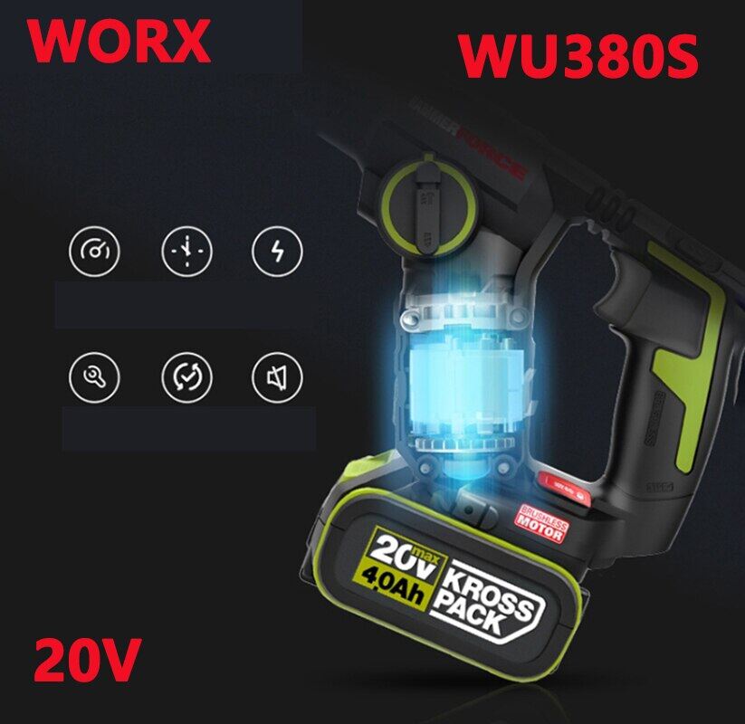 WORX Electric Hammer WU380S Impact เจาะมือสว่านไฟฟ้าเครื่องมือไฟฟ้าไร้ ...