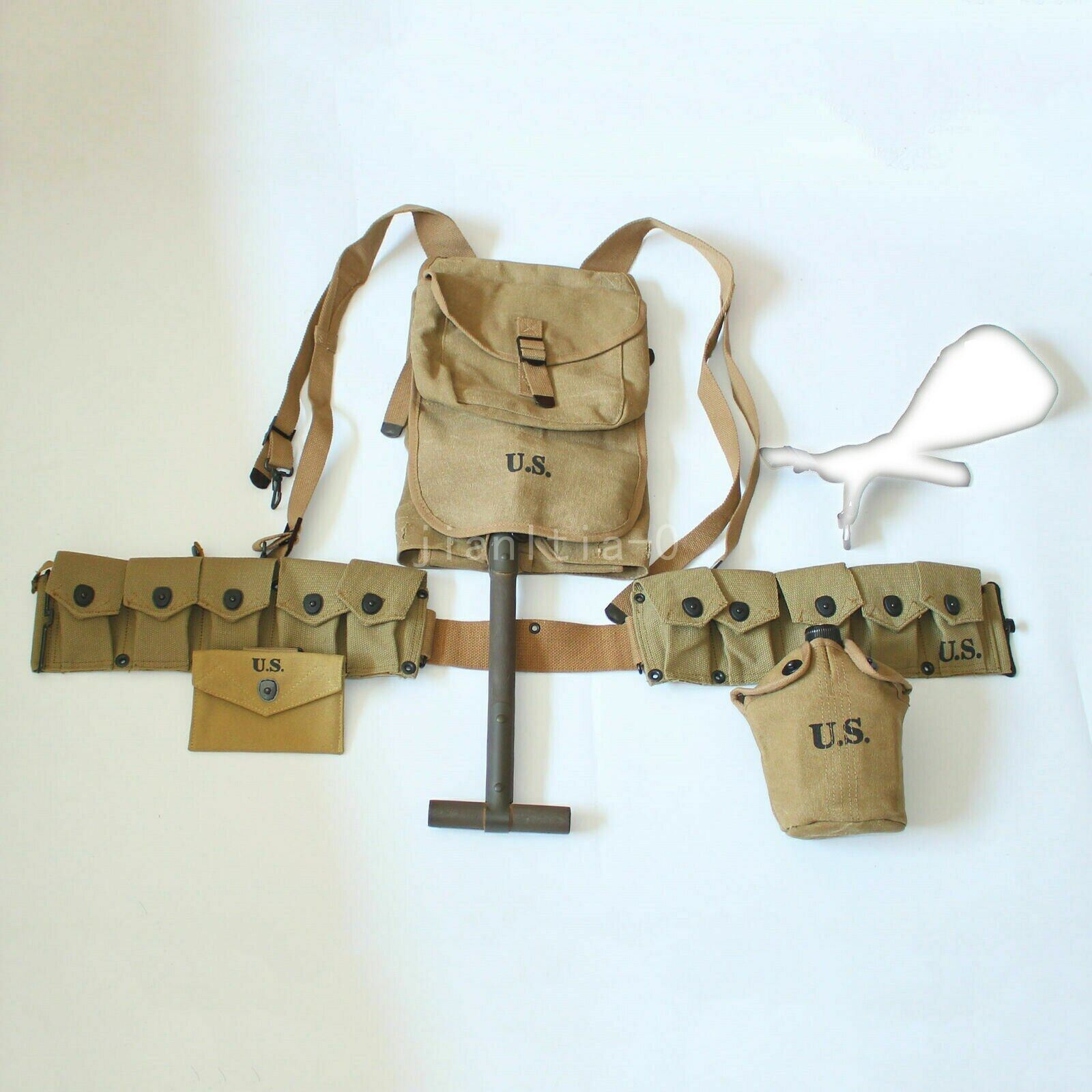 WORLD WAR II MILITARY WW2 US Army Combat Gear 1928 Haversack Shovel ...