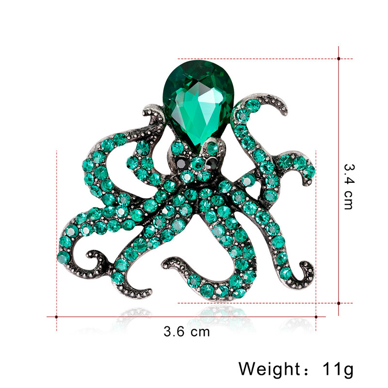 Cozyroom Octopus Enamel Pin Blue Rhinestones Octopus เข็มกลัด Pins ...