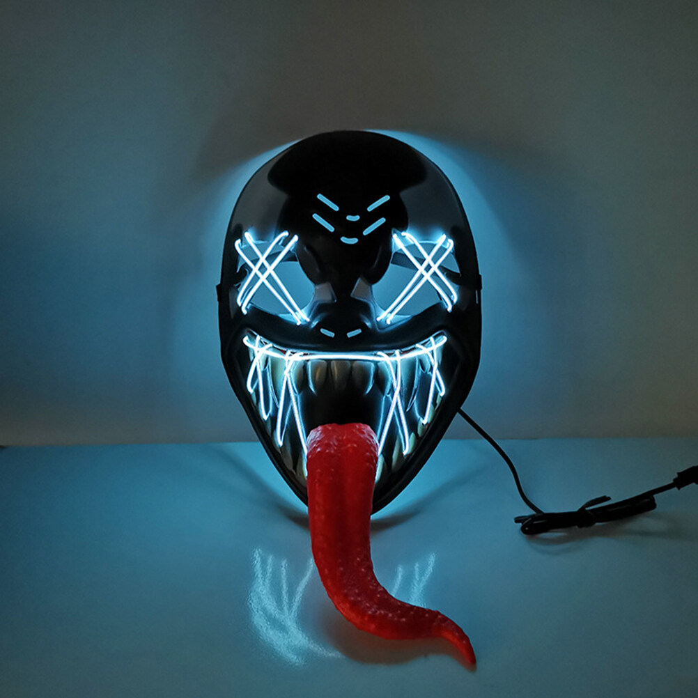Halloween LED Light Up Face Cover Halloween Cosplay LED Scary Face ...