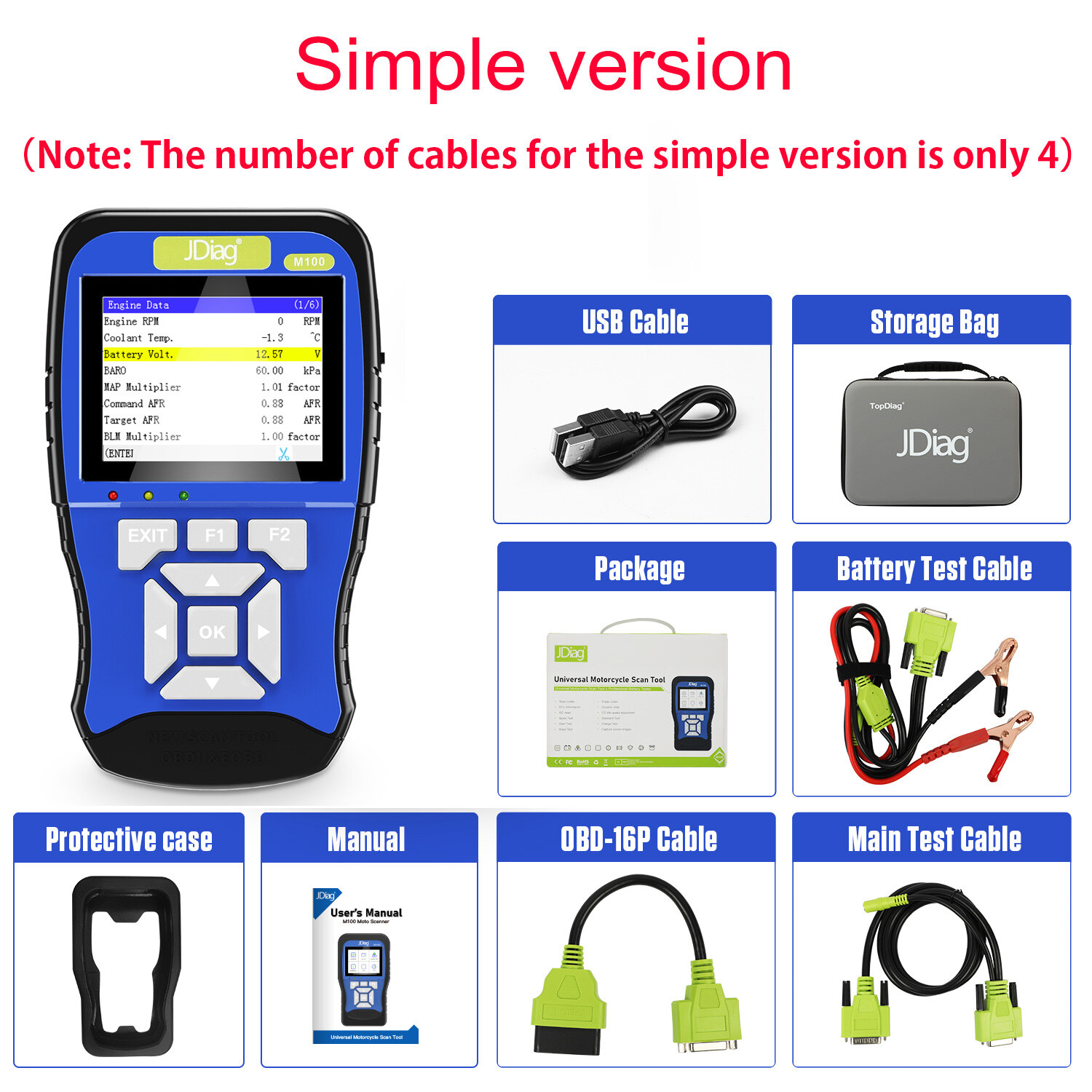 AUTOOL JDiag M100 Motor OBD2 2 in 1 Motor Detector / tyre pressure ...