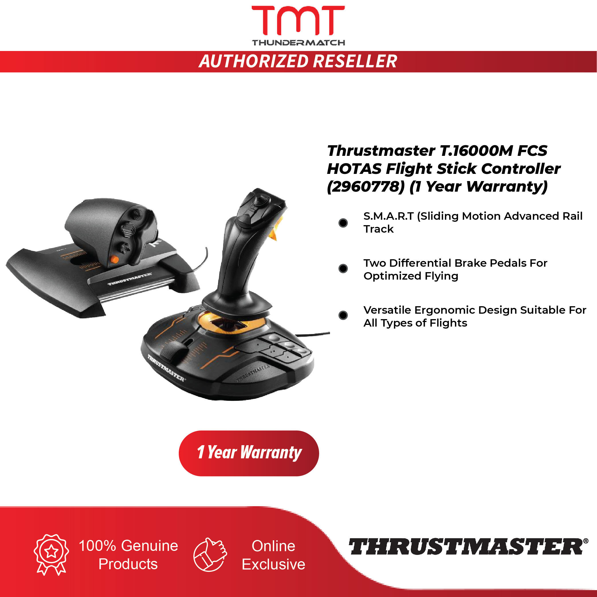 Thrustmaster T1.6000M Racing Gaming Controller / Flight Pack FCS HOTAS ...