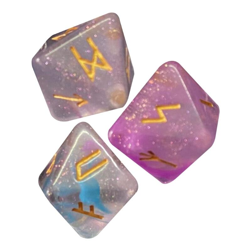 3 Pcs 8-Sided Rune Dice Resin Assorted Polyhedral Dices Set Divination ...