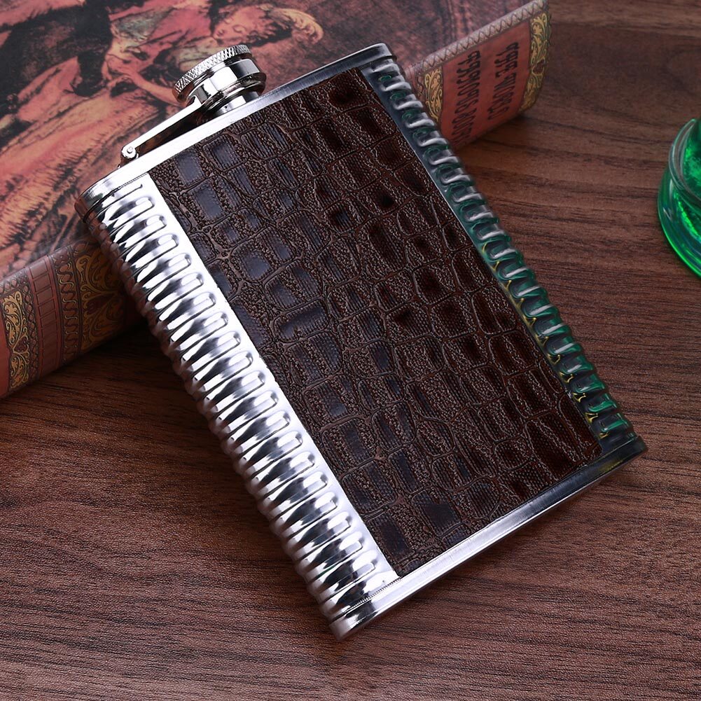 8Oz Leather Stainless Steel Hip Flask Set Whisky Flagon With Funnel ...