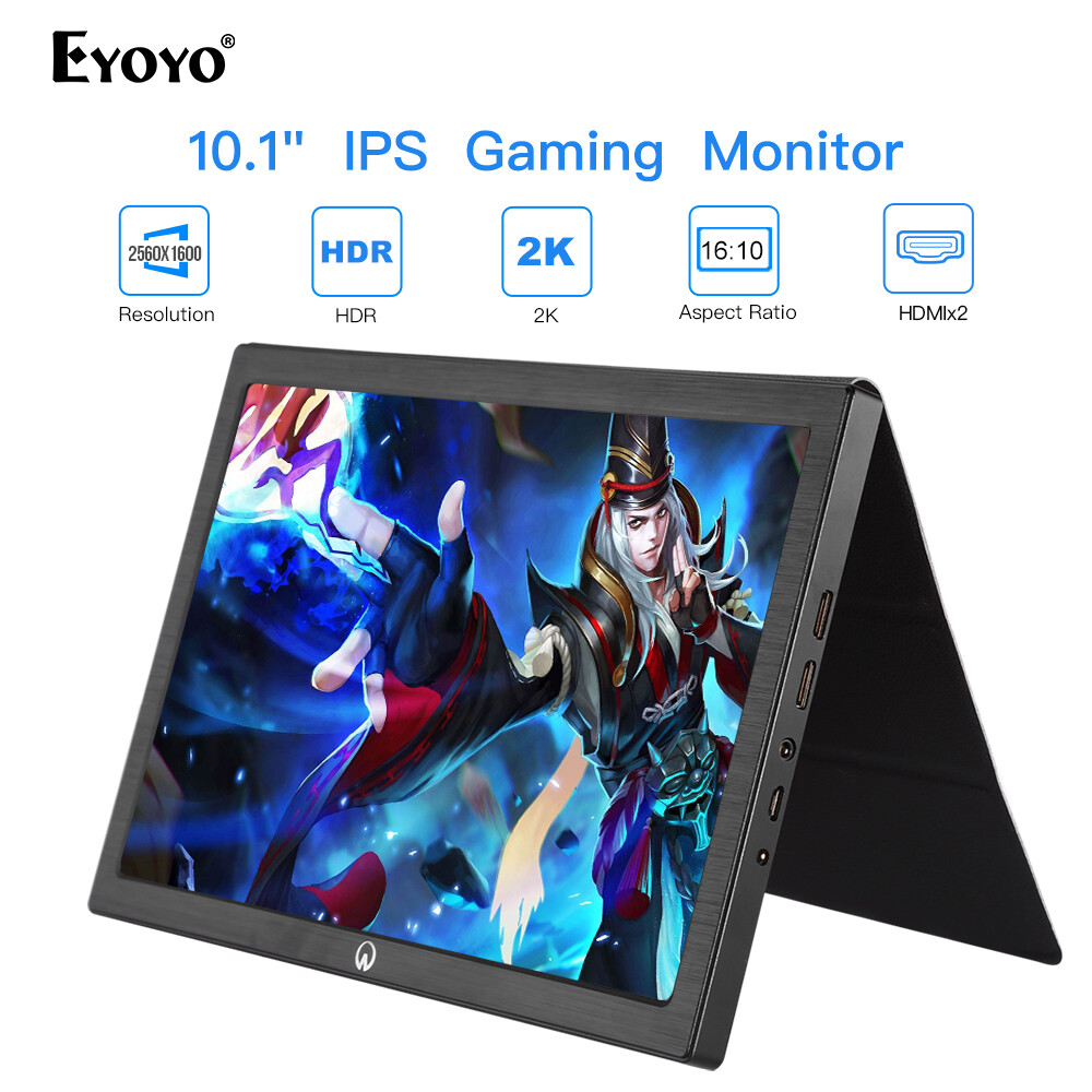Eyoyo จอภาพเล่นเกม HDMI แบบพกพา,Eyoyo 10นิ้ว IPS แบบพกพา Seceond หน้าจอ ...
