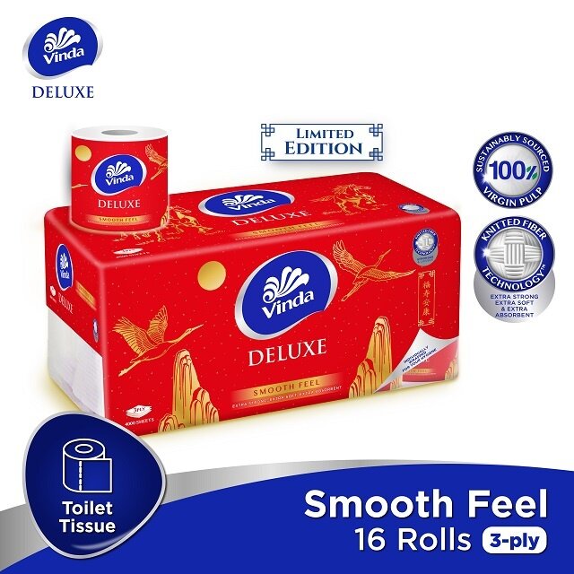 Vinda Deluxe Smooth Feel Toilet Tissue 3ply CNY Edition 16 rolls | Lazada