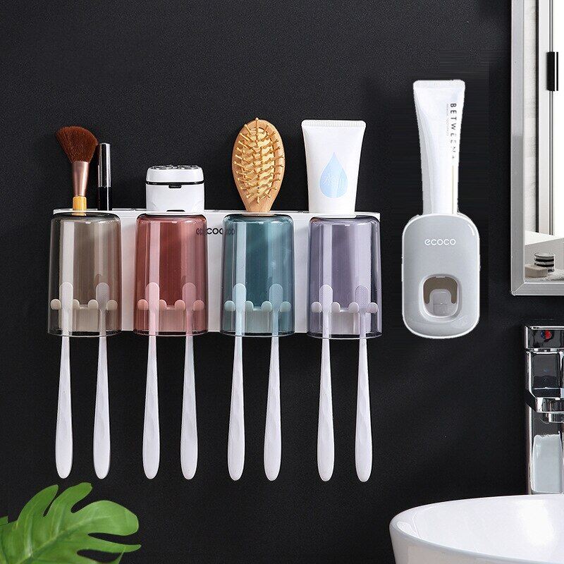 Ecoco Tooth Brush Holder Organizer Set Toothpaste Dispenser And ...