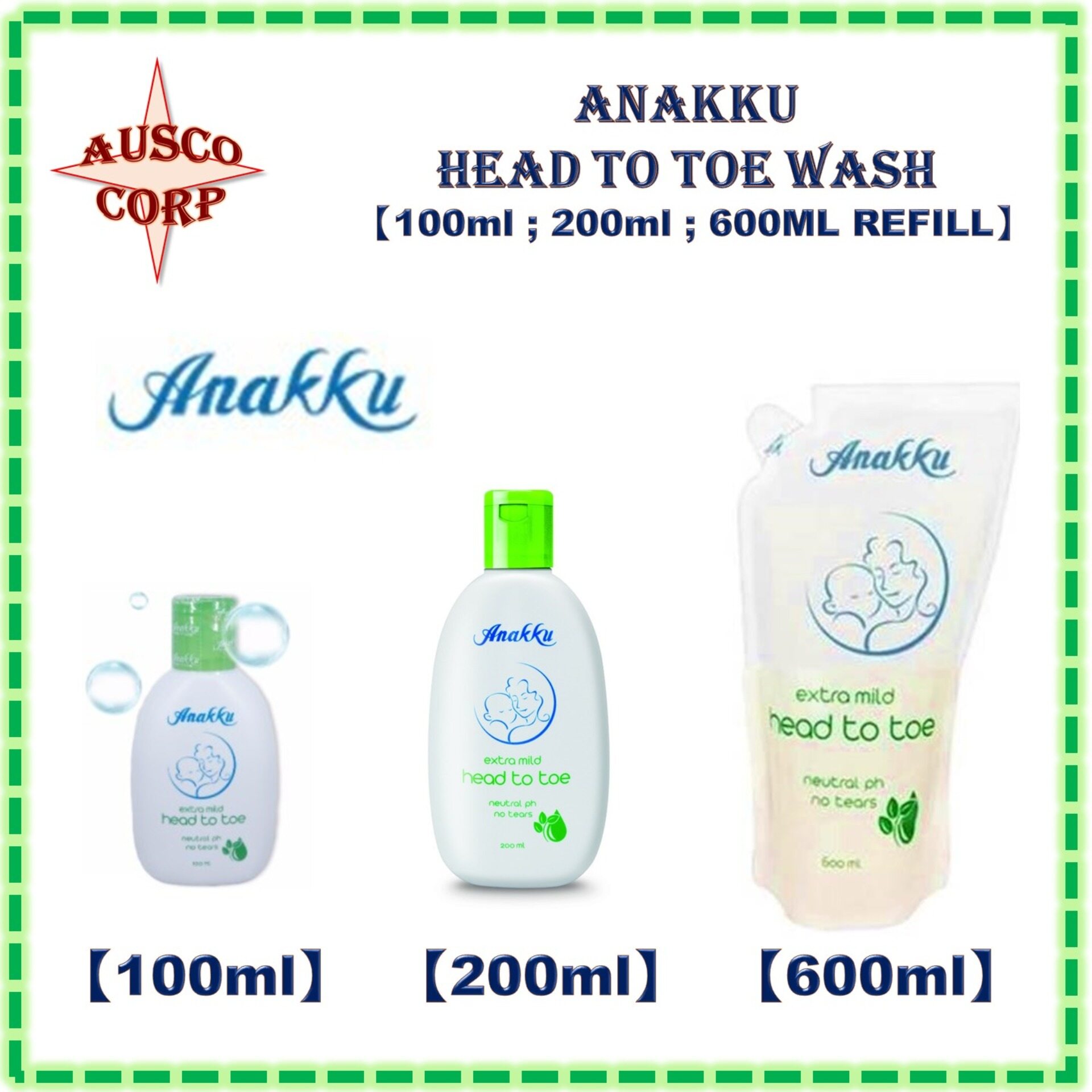 ANAKKU HEAD TO TOES WASH 【100ml；200ml；600ml】 | Lazada