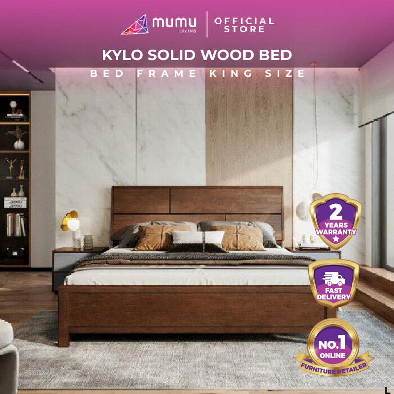 [MUMU Living] Kylo Solid Wood Bed Frame King Size | Lazada