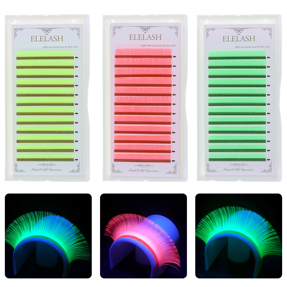 Hittime สี UV Neon Eyelash Glow In The Dark Lash Extenions Fluorescent ...
