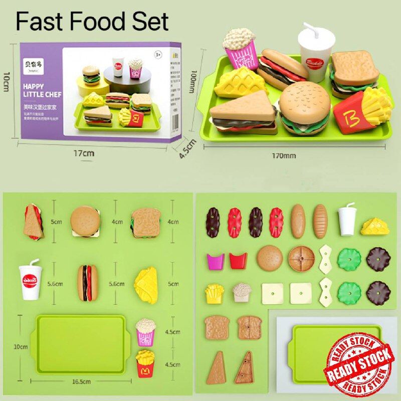 MCD Burger Fast Food DIY Set burger, sandwich, popcorn, french-fries ...