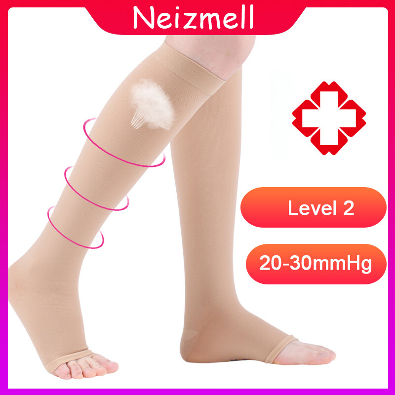 Neizmell 1 Pair Level 2 Midcalf Compression Socks 21-32mmHg Open Toe ...