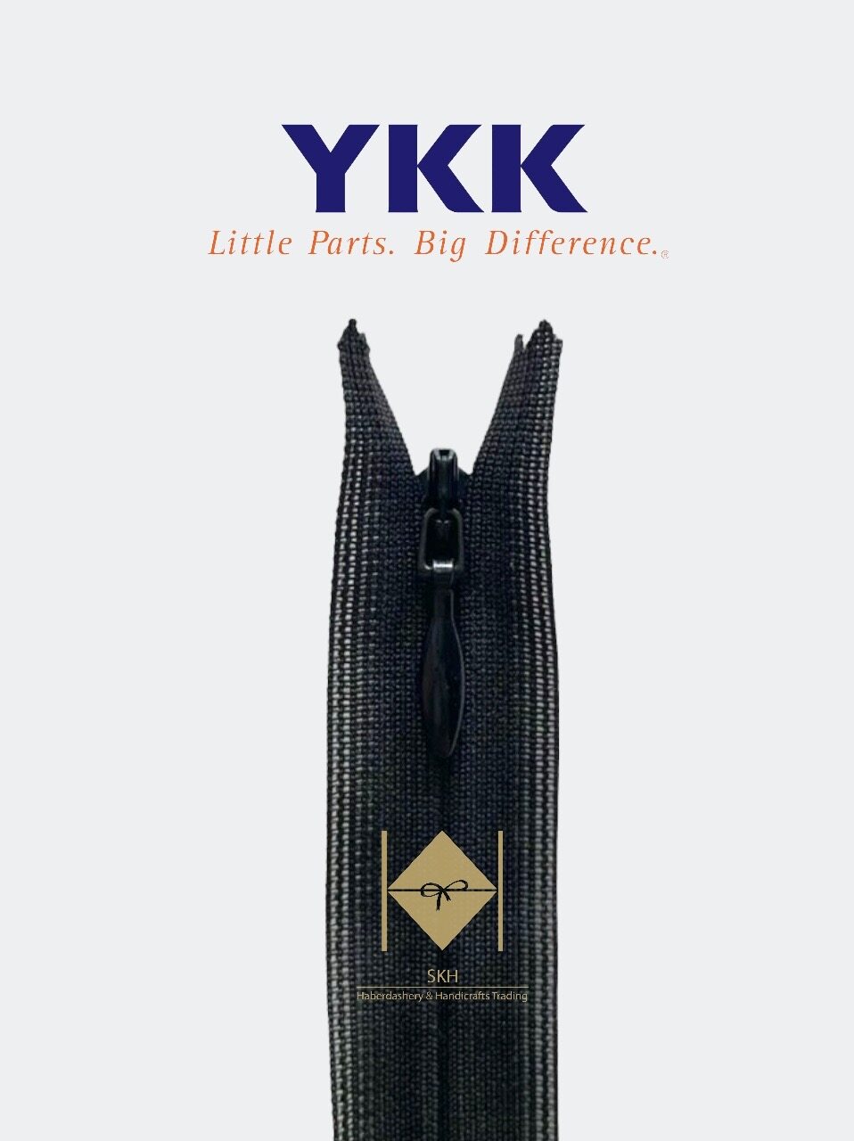 YKK 2CC CONCEAL® Zipper 10" Black White / YKK Zip Sorok Putih Hitam ...