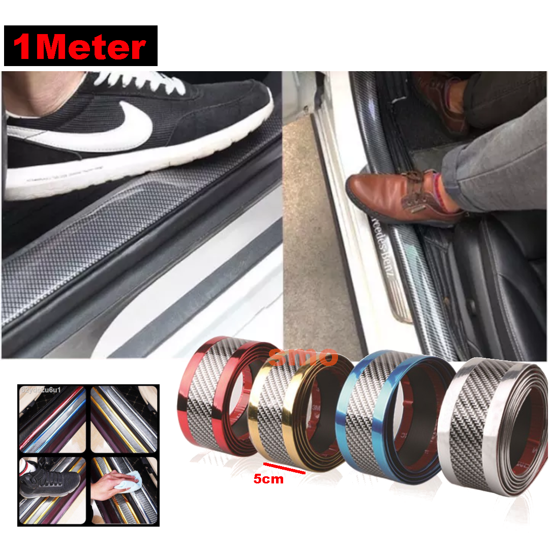 Car Door Sill Plates Protector Plating Chrome Carbon 6D Design Look ...