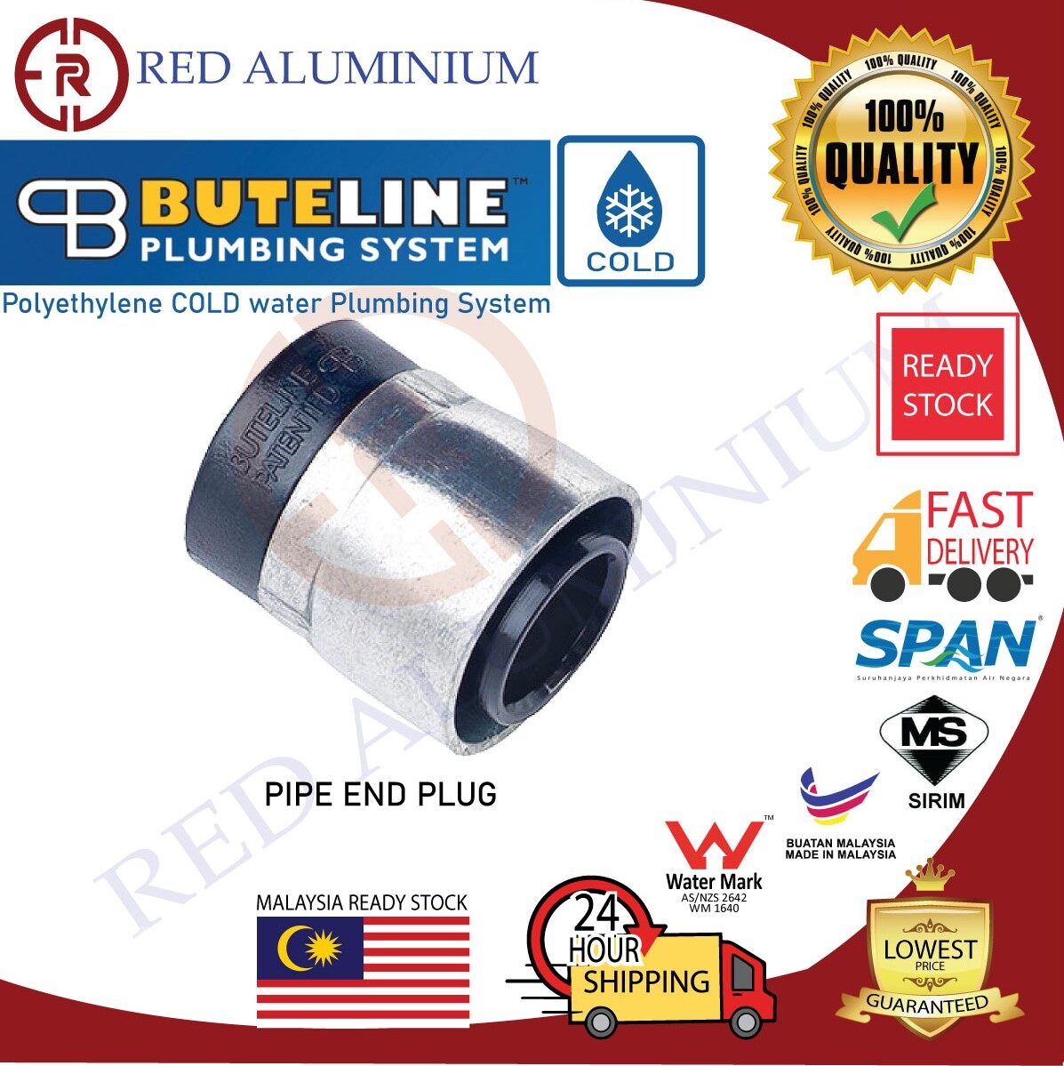 Buteline PE pipe end plug Polyethylene COLD water Plumbing System | Lazada