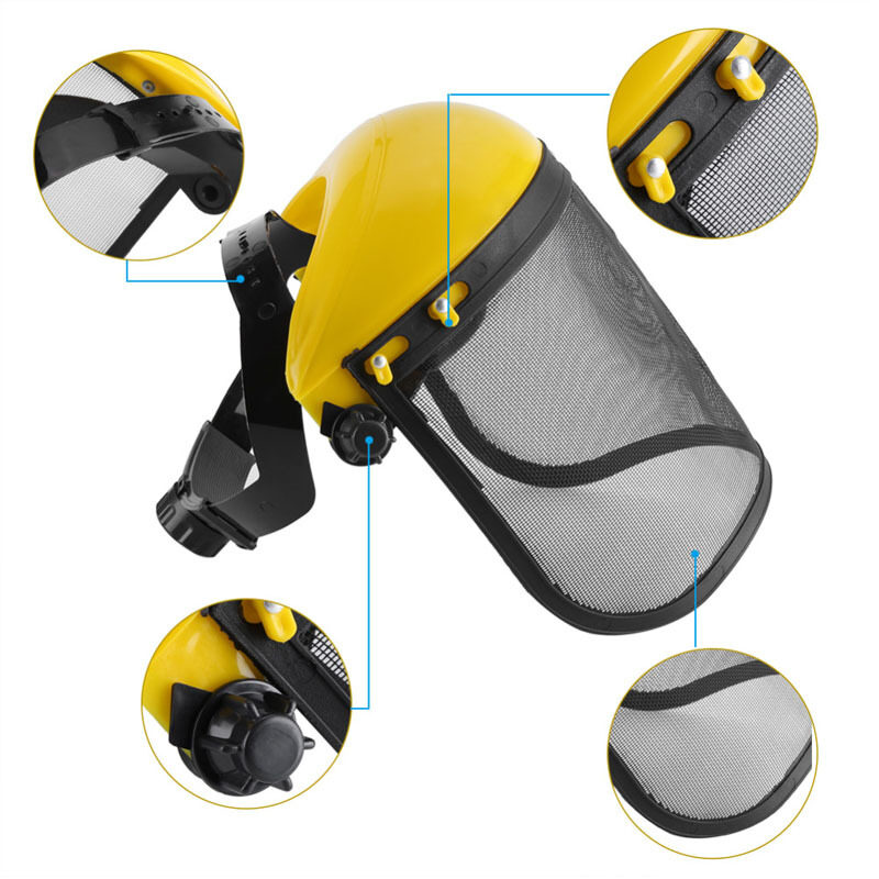 Garden Grass Trimmer Safety Helmet Hat with Full Face Mesh Visor for ...