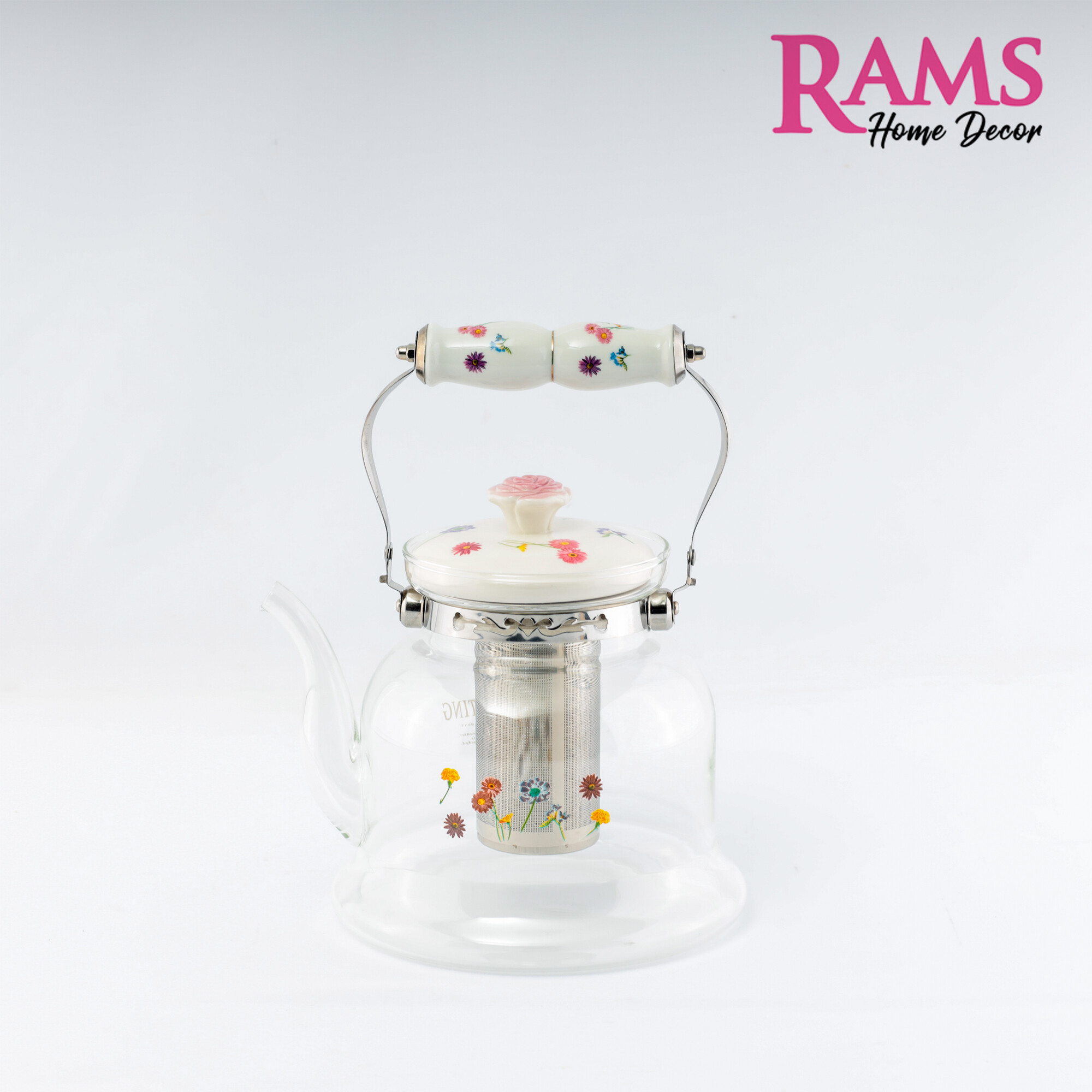 RamsHomeDecor 3000ML High Heat Resistant Glass Teapot with Design ...