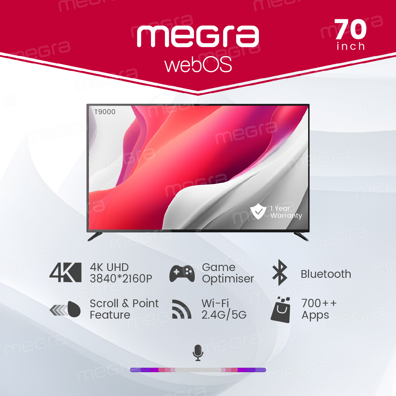 MEGRA TV 70 Inch webOS Smart TV 4K UHD TV Bluetooth 5G AI Voice Control ...