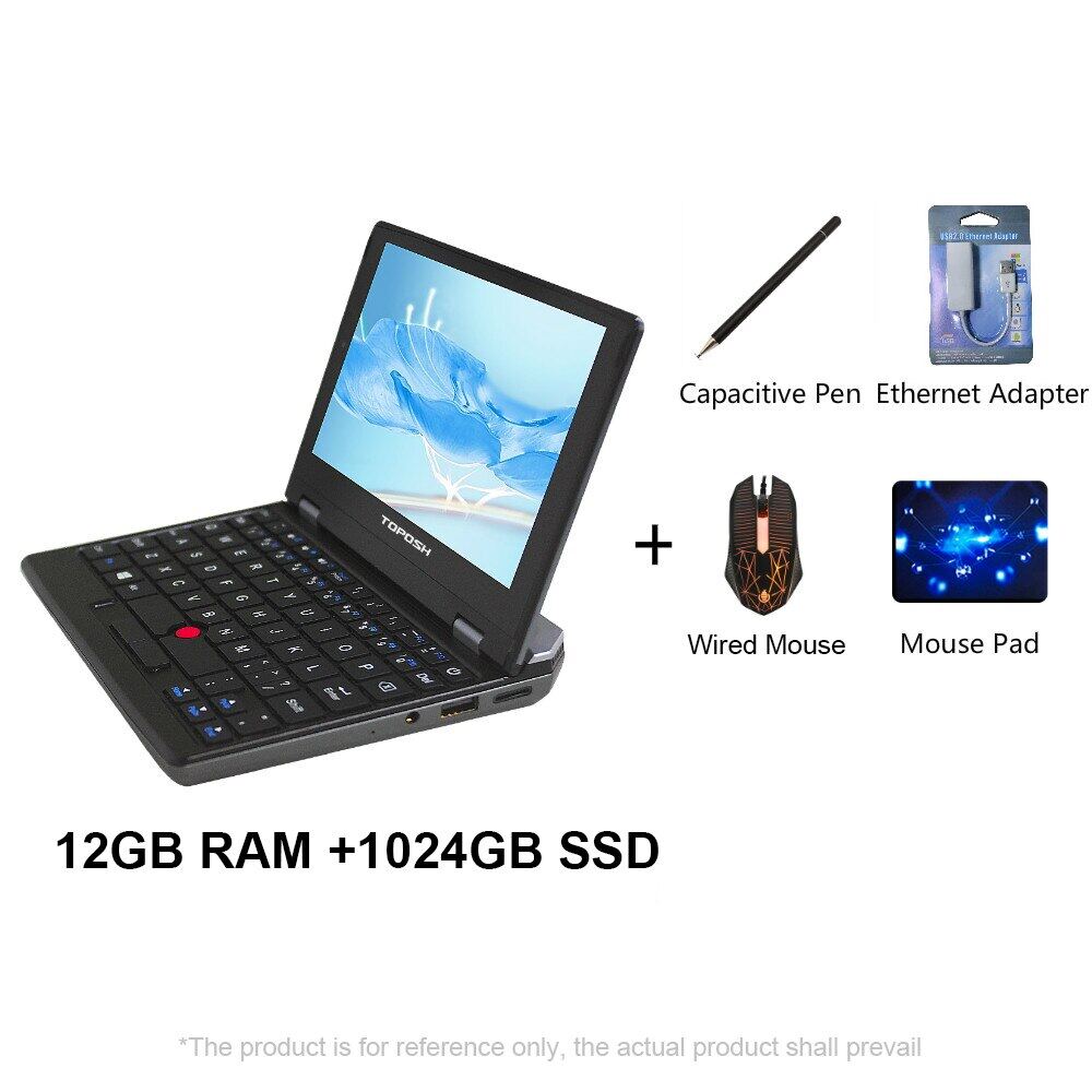 TOPOSH 7 Inch Mini Laptop Intel Celeron J4125 12G RAM 512GB SSD With ...