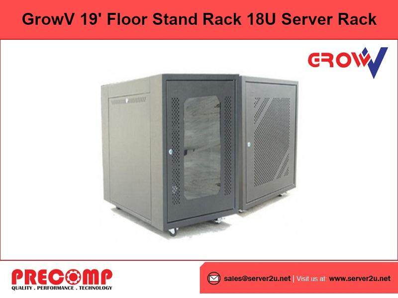 GrowV 19' Floor Stand Rack 18U Server Rack (Tempered Glass) (G1880FS ...