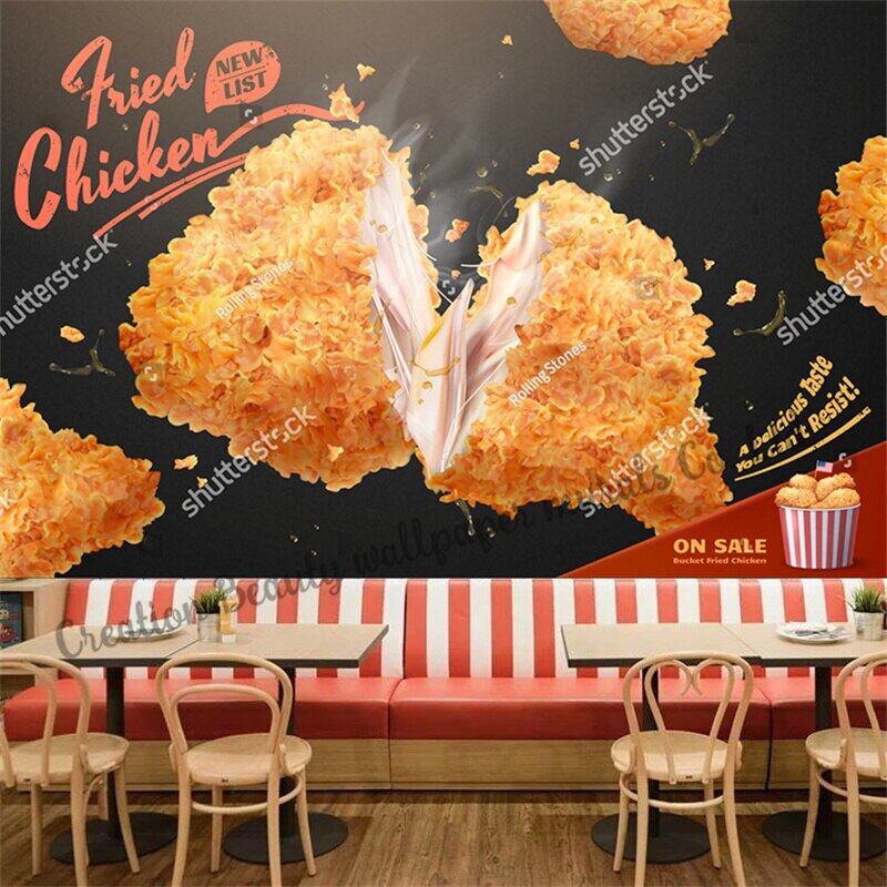 Custom Fried Chicken Fast Food Wallpaper Industrial Decor Mural ...