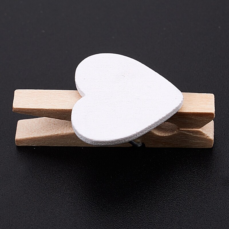 Small Mini Wooden Clothes Pegs / Decorative Pegs with Hearts , White ...