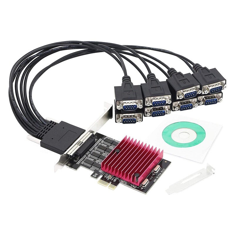 PCIE to 8 Port RS232 Expansion Card, PCI-E X1 8 Ports DB9 Serial Card ...