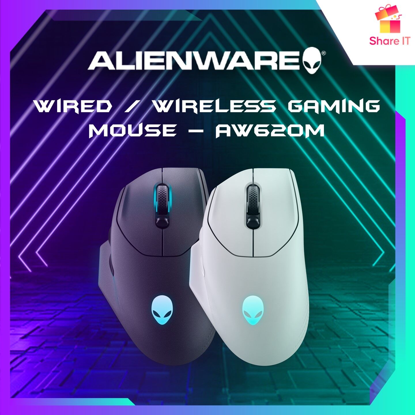Dell Alienware Wired / Wireless Gaming Mouse – AW620M | Dual Mode Use ...