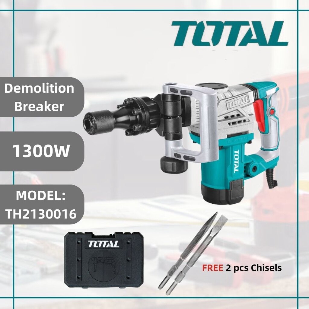 TOTAL T-TH2130016 1300W DEMOLITION BREAKER /FREE 2 pcs Chisel bits, 1 ...