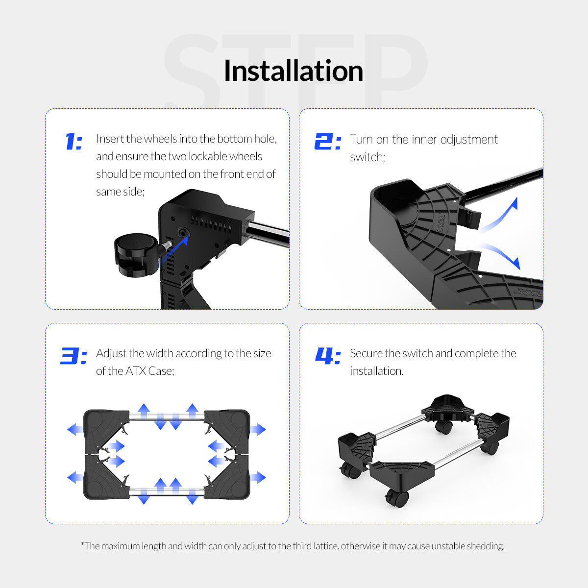 ORICO ABS Computer CPU Stand with Wheels Stable Vertical Stand For Computer Cases PC Tower ...