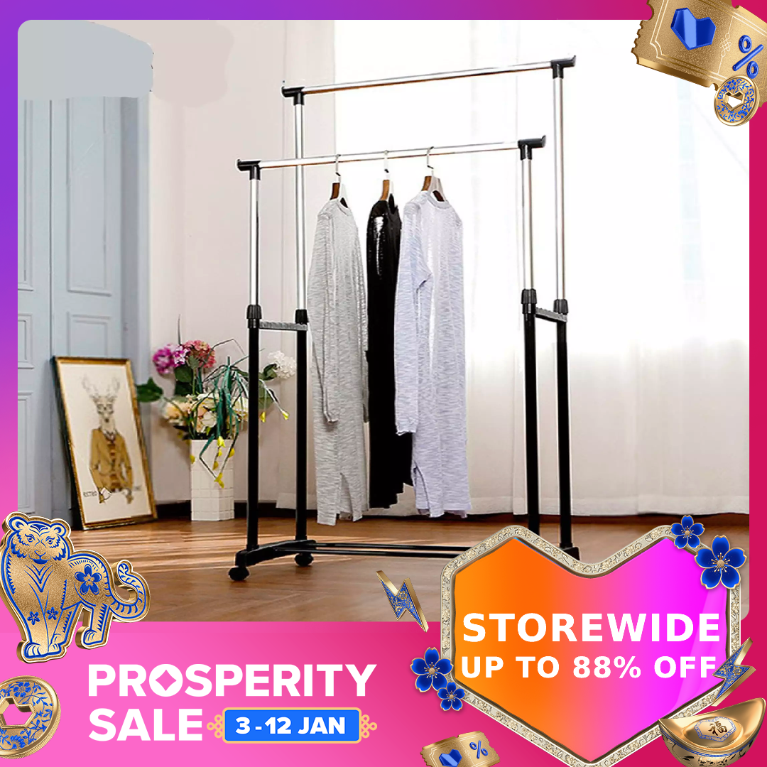 Double Pole Strong Steel Structure Laundry Rack Cloth Clothes Rack ...