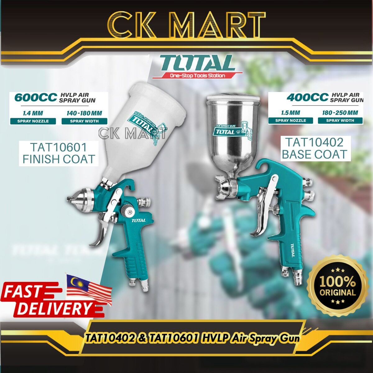Total HVLP Air Spray Gun 400cc & 600cc | TAT10402 & TAT10601 | Paint ...