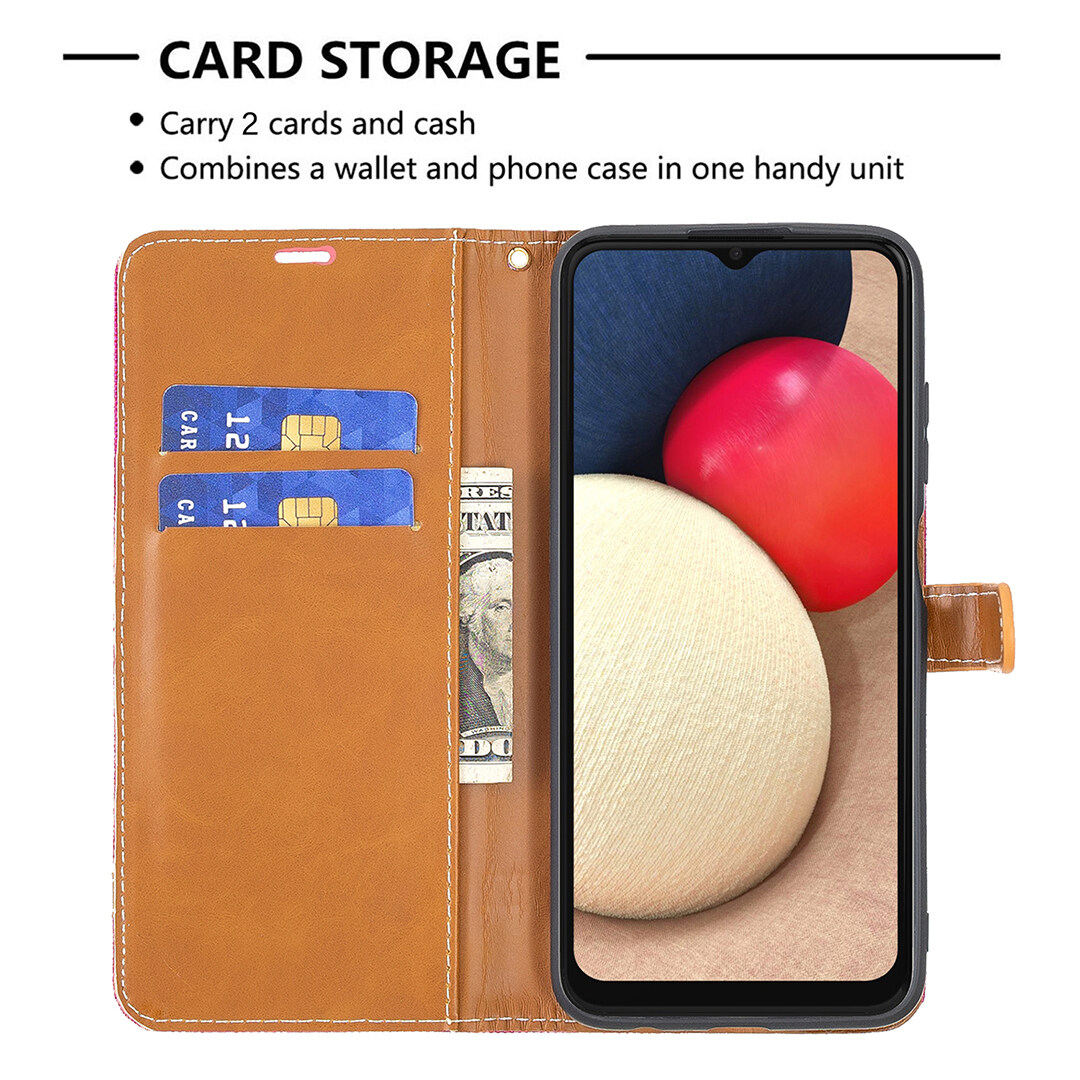 Case For Samsung Galaxy M32 / M02 / A03S / A82 5G / A22 5G Denim Pattern Leather Case Phone Flip ...