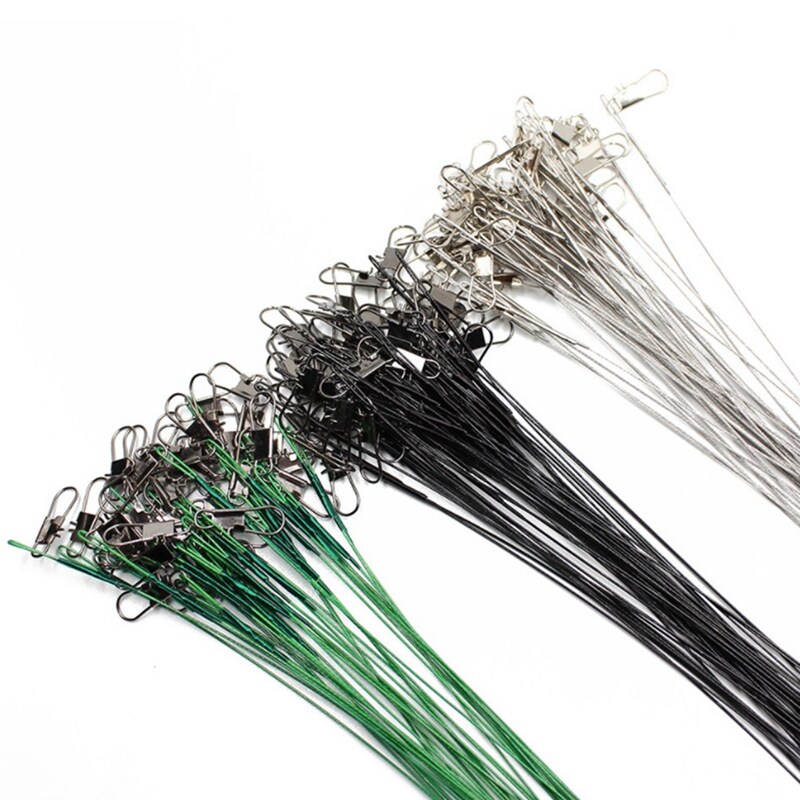 20Pcs Steel Fishing Line Wire Leader with Swivel Fishing Accessory Lead ...