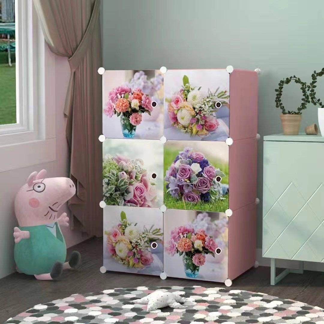 MKCUBE 6 Cube Kids Wardrobe Cabinet Baby Storage Cupboard Cartoon Home ...