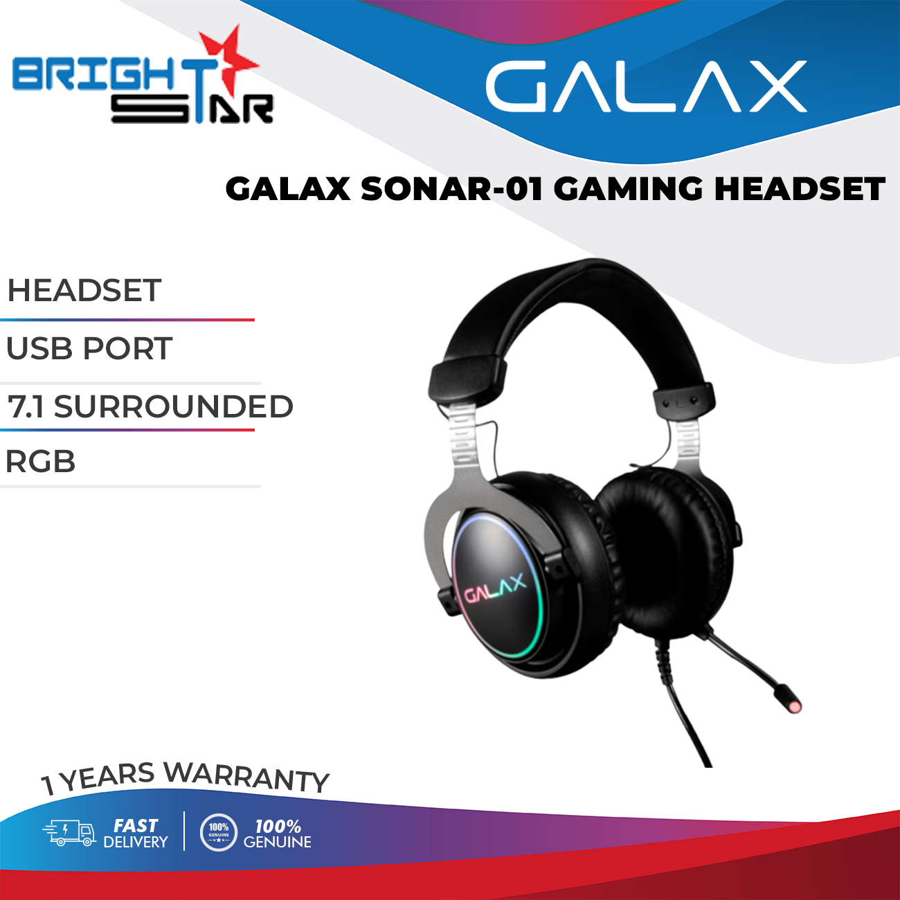 Galax Sonar 01 RGB Gaming Headset | Lazada