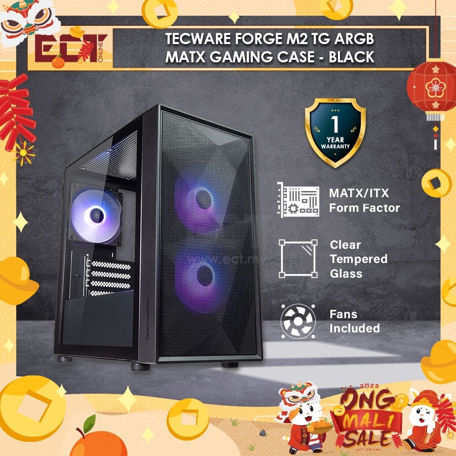 Tecware Forge M2 TG ARGB MATX Gaming Case - Black | Lazada