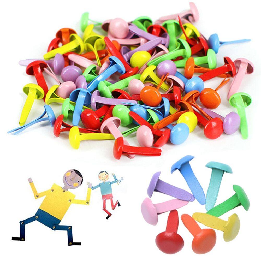 UJYU ทอง100 Pcs กระดาษหัตถกรรมตัวยึดโครงการศิลปะรอบหัวอุปกรณ์สิ้นเปลือง ...