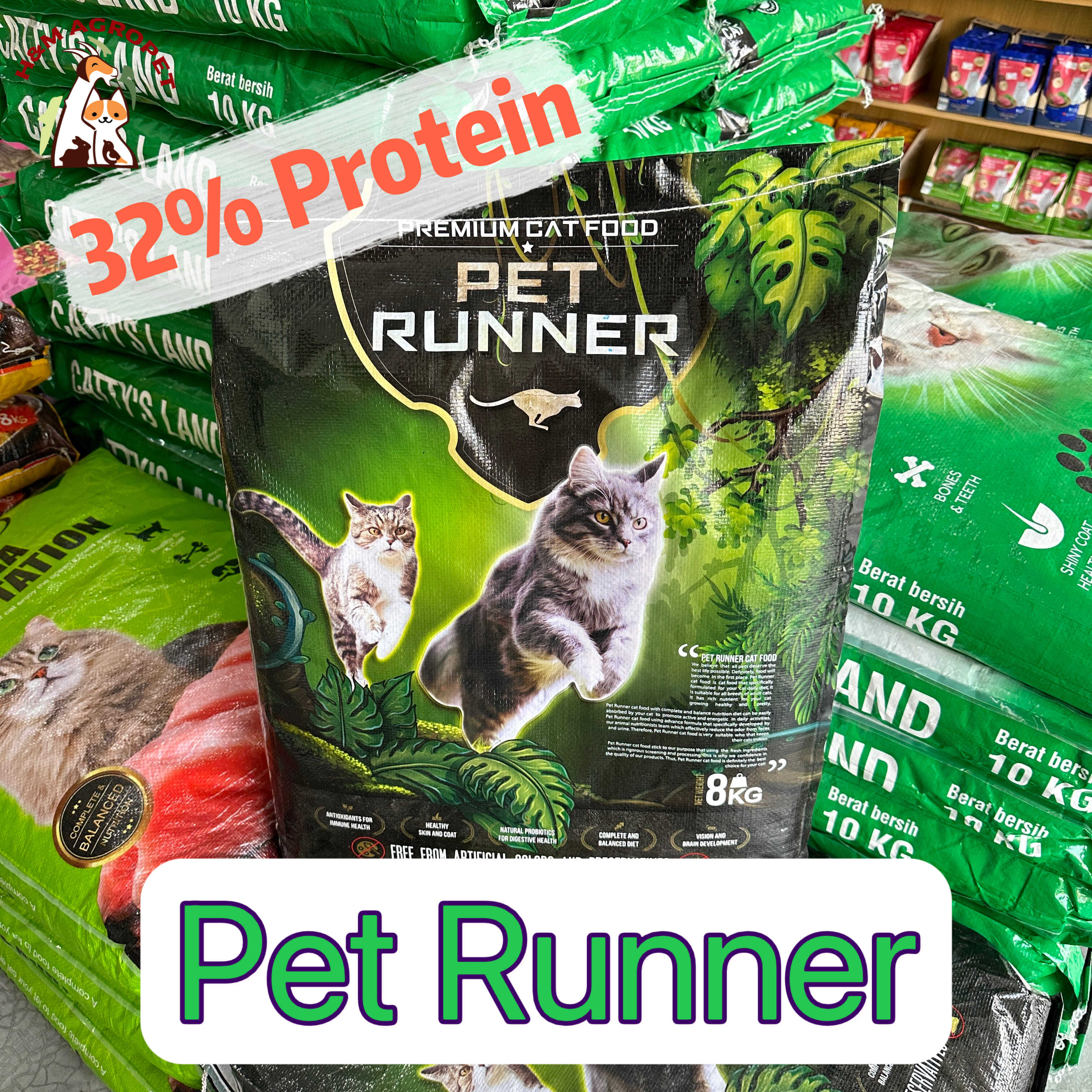 32% Protein Pet Runner Makanan Kucing Chicken & Tuna kucing murah ikan ...